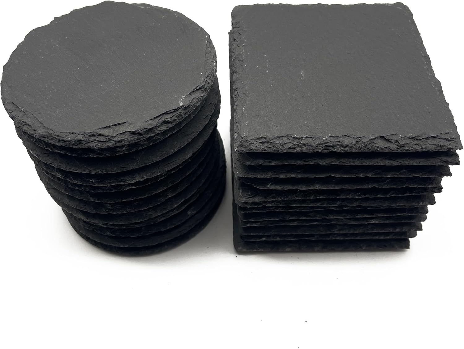 bvuoibou 8 Pack 4 inch Round Slate Coasters with Metal Holder Handmade ...