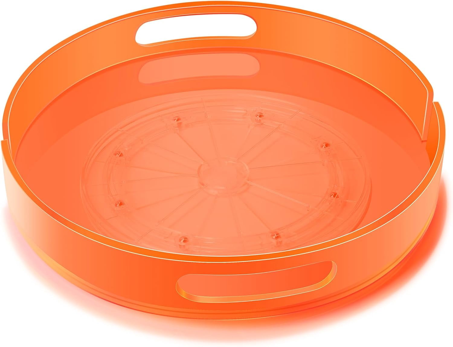 bvuoibou Acrylic Round Decorative Tray with Handles 13\u2019\u2019 ...