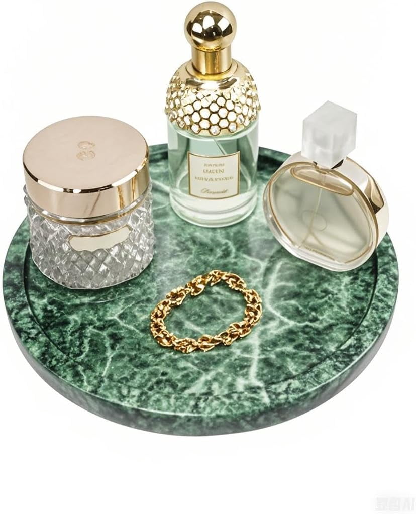 bvuoibou Bathroom Vanity Tray Marble Round Perfume Tray countertop ...
