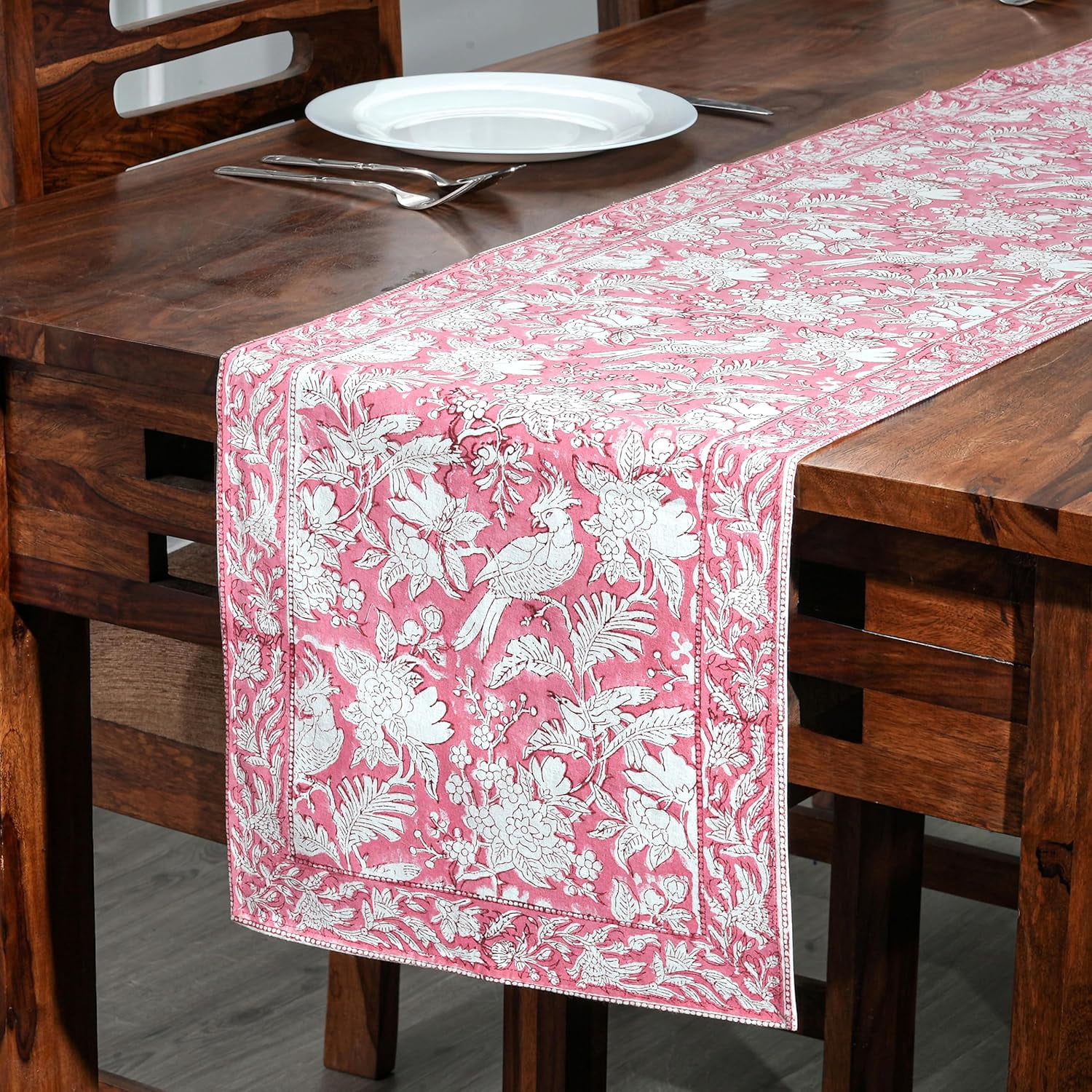 bvuoibou CPC Cotton Table Runner 16x 90 Inch Block Printed Long Fall Table Runner for Dining ...