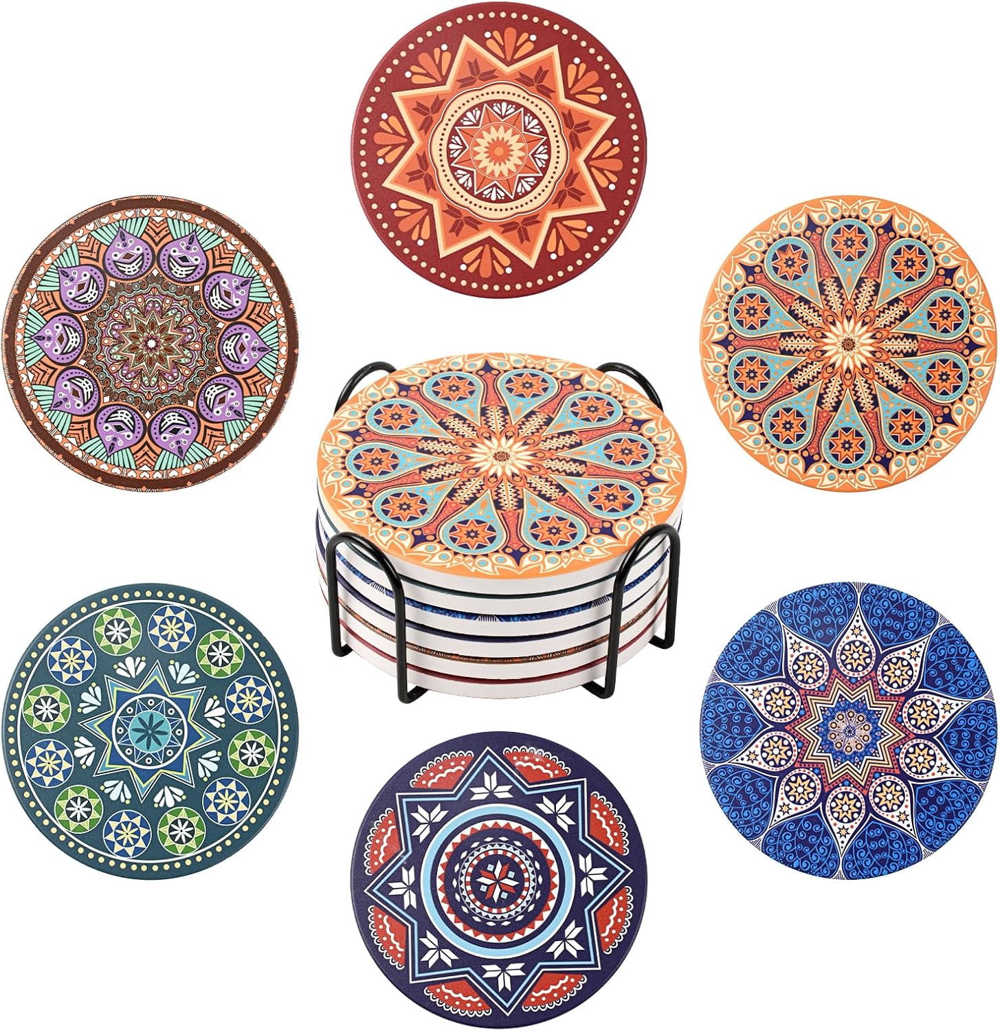 bvuoibou Drink Coasters Absorbing Stone Ceramic Coasters for Drinks ...