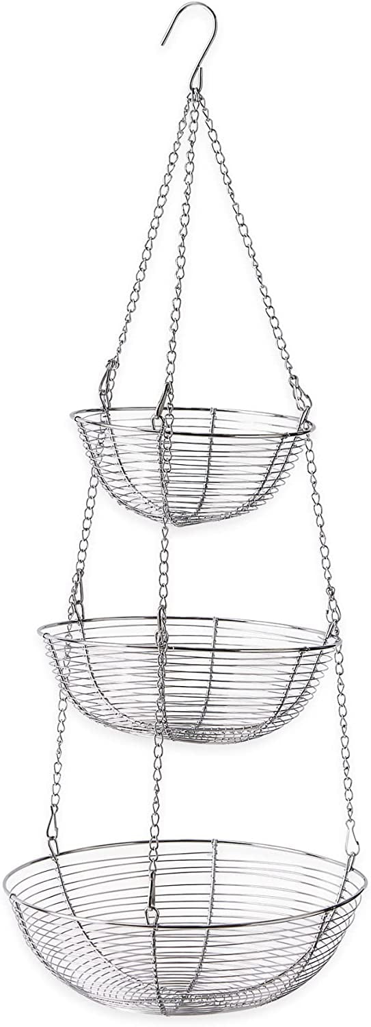 bvuoibou Hanging Storage Collection 3-Tier Baskets Copper Wire ...