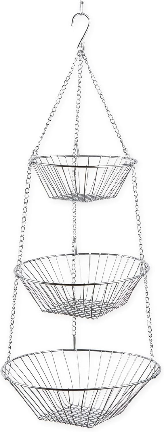 bvuoibou Hanging Storage Collection 3-Tier Baskets Copper Wire ...