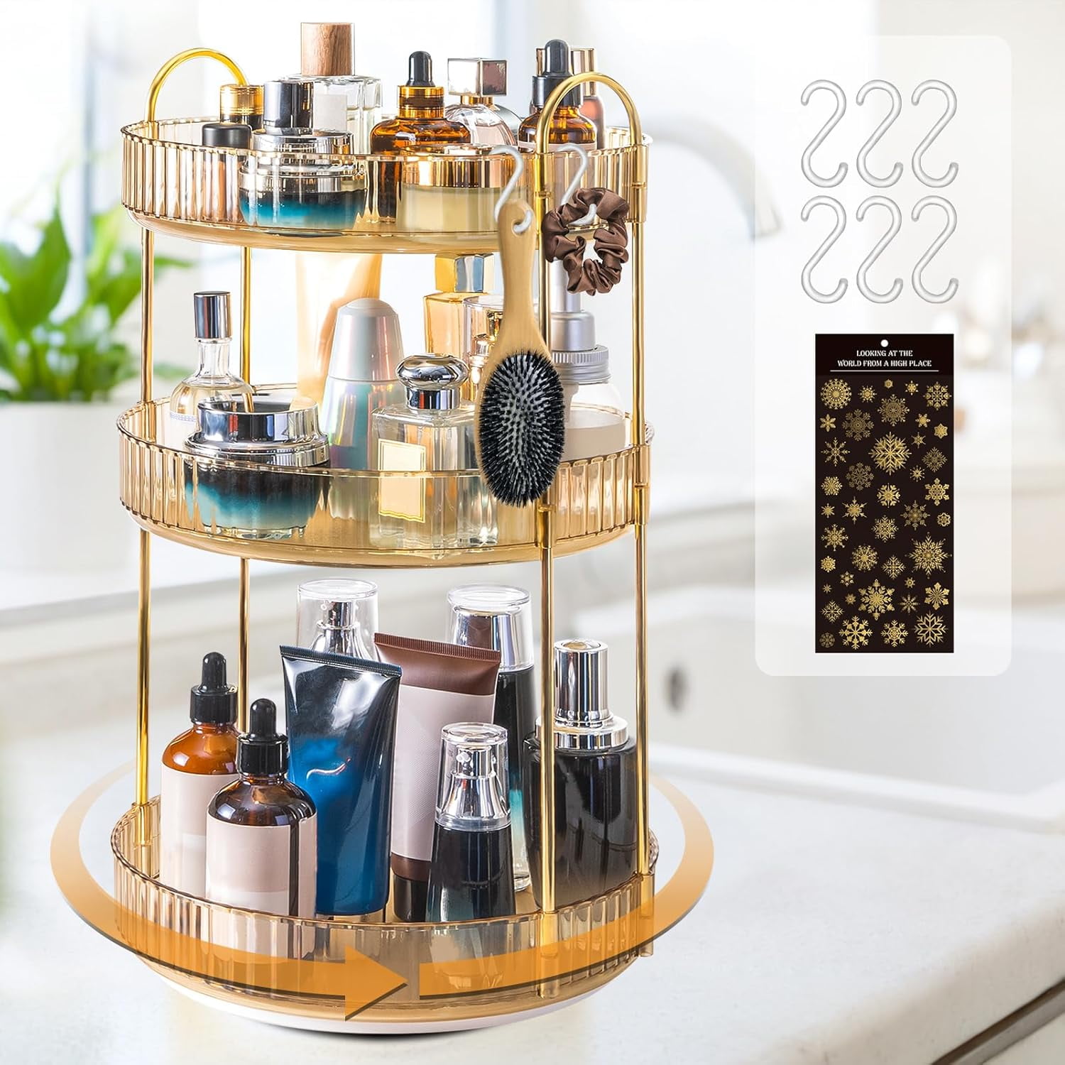 bvuoibou Makeup Organizer - 360 Rotating Vanity Organizer with Extra ...