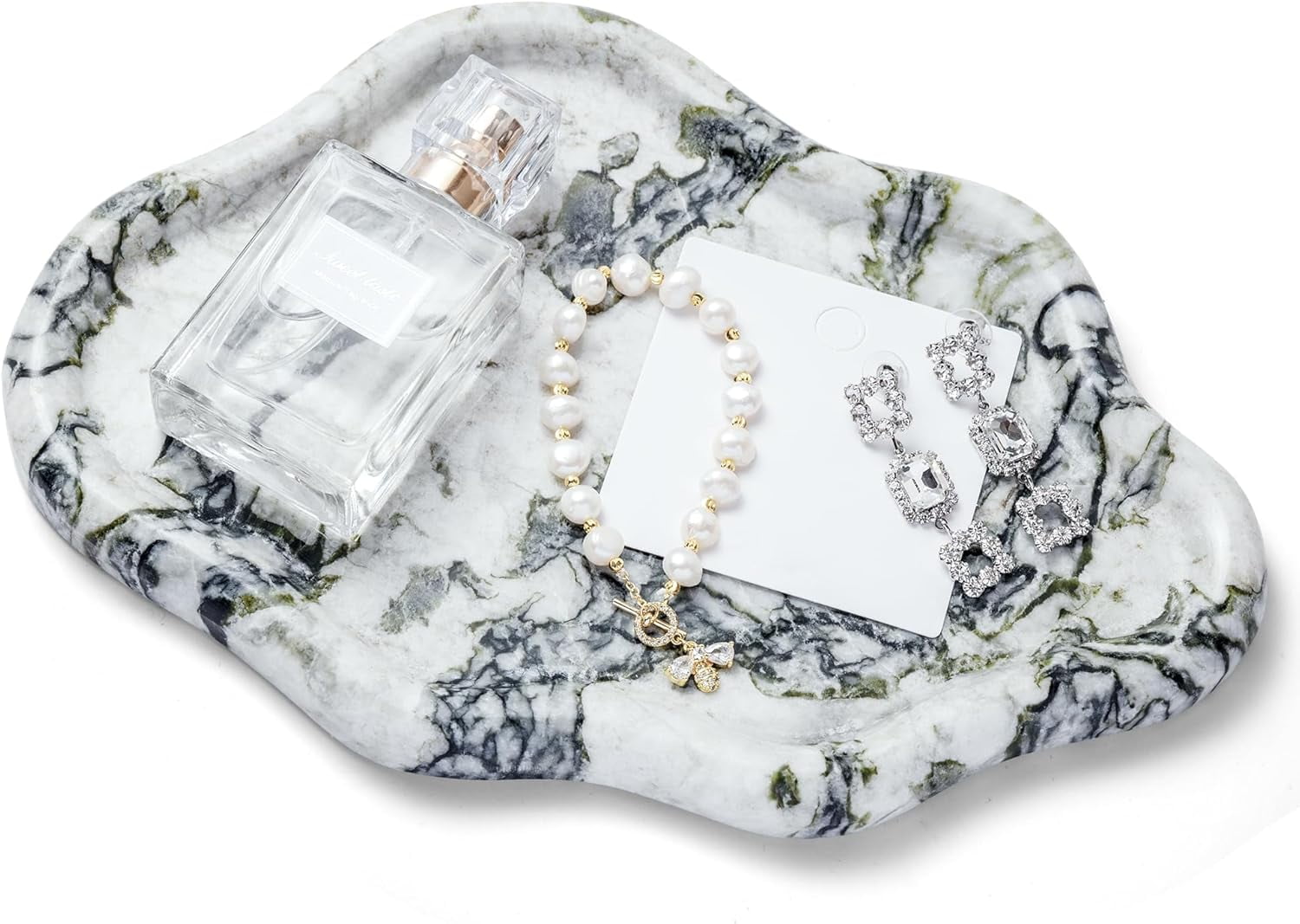 bvuoibou Natural Marble Vanity Tray Calacatta Viola Cloud-Shaped ...