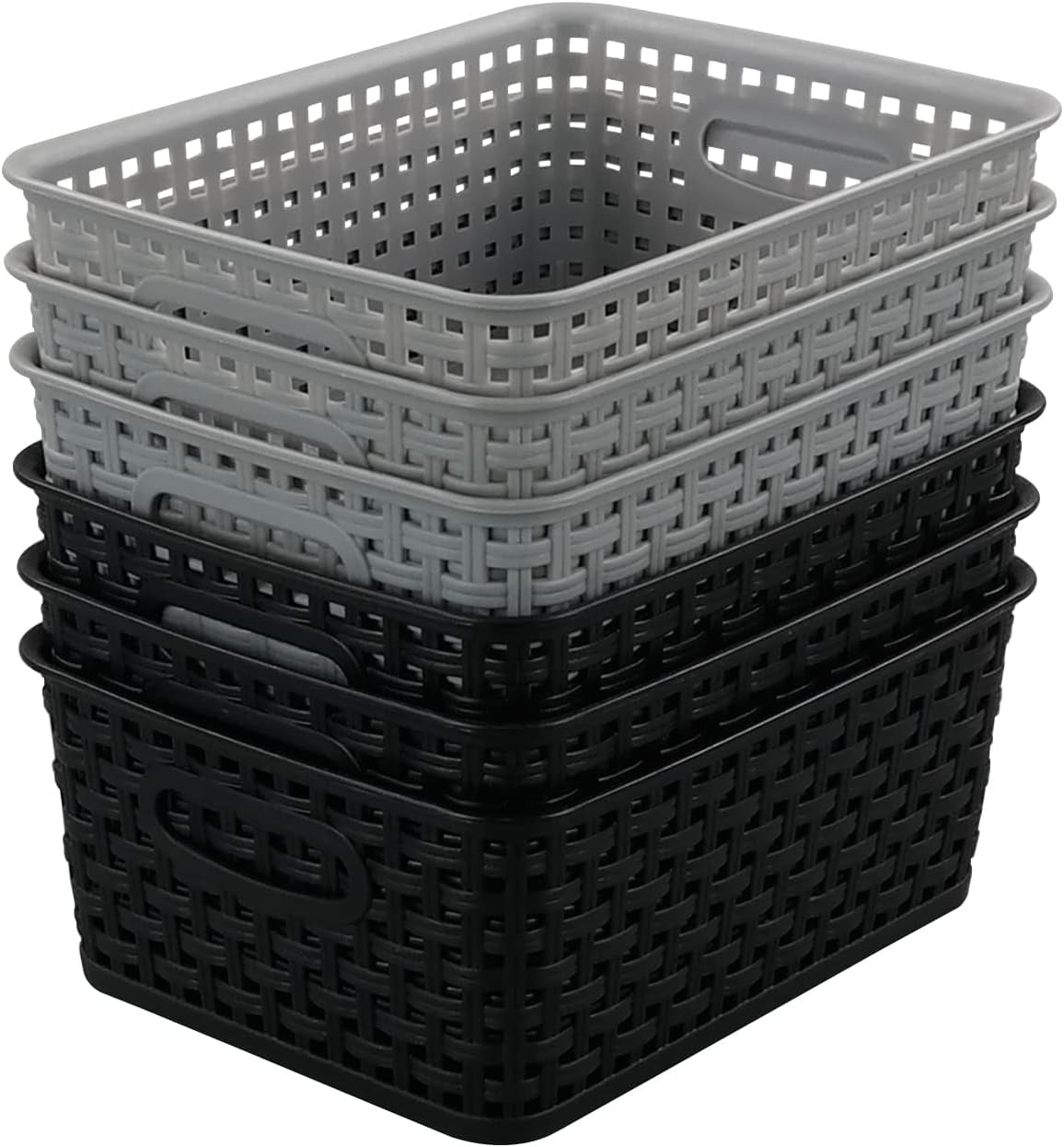 bvuoibou Plastic Woven Storage Basket Plastic Weave Organizer Bins 6 ...
