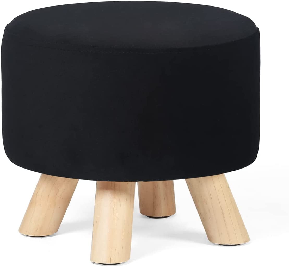 bvuoibou Round Small Footrest Ottoman Velvet Fabric Padded Footstools ...
