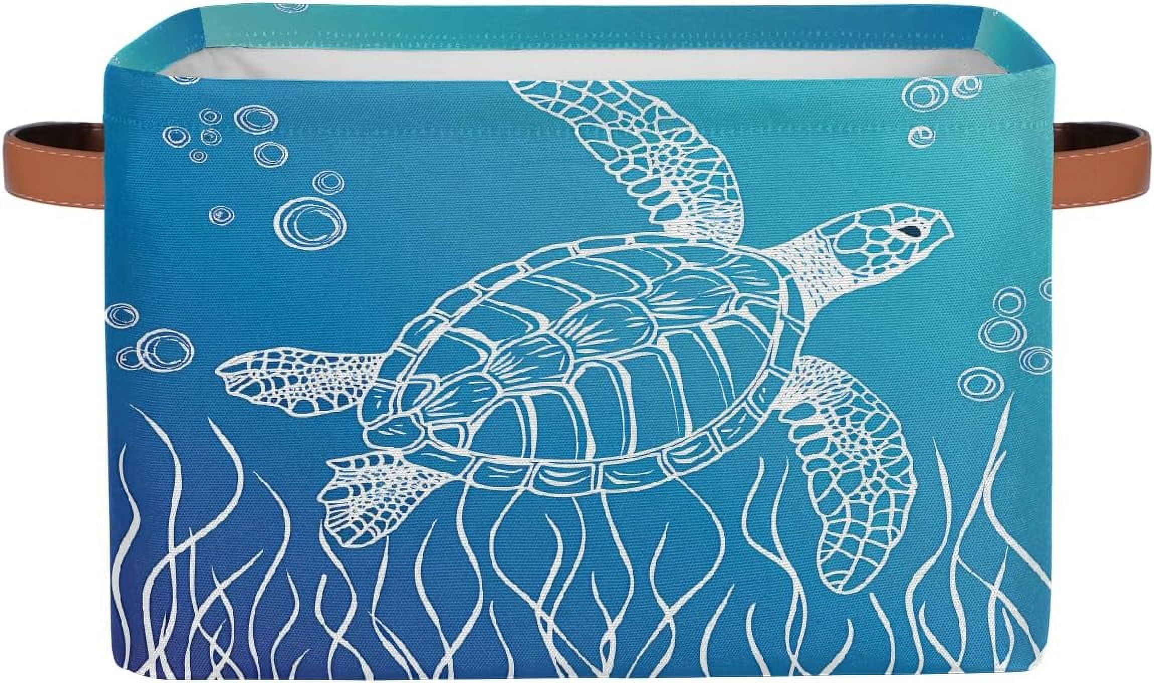 bvuoibou Sea Turtle Starfish Storage Basket for Shelves Storage Bins ...