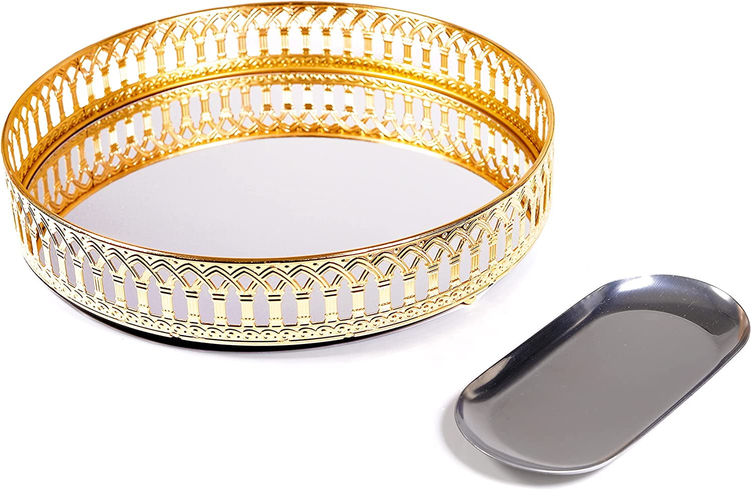 bvuoibou White Serving Tray Large Melamine Platter Round Breakfast ...