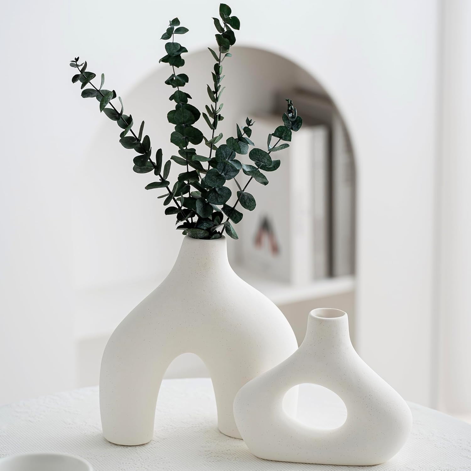 bvuoibou White Vase Home Decor Modern Vase for Coffee Table Decor ...