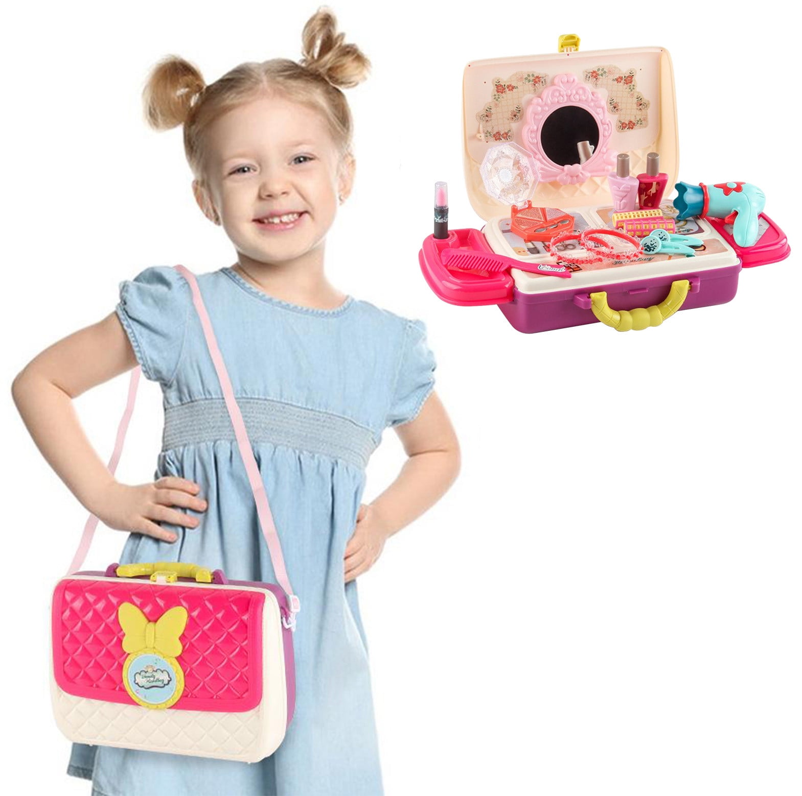 bxhwj Beauty Bag Playset Pretend Makeup Toy Set Children Makeup Toy ...