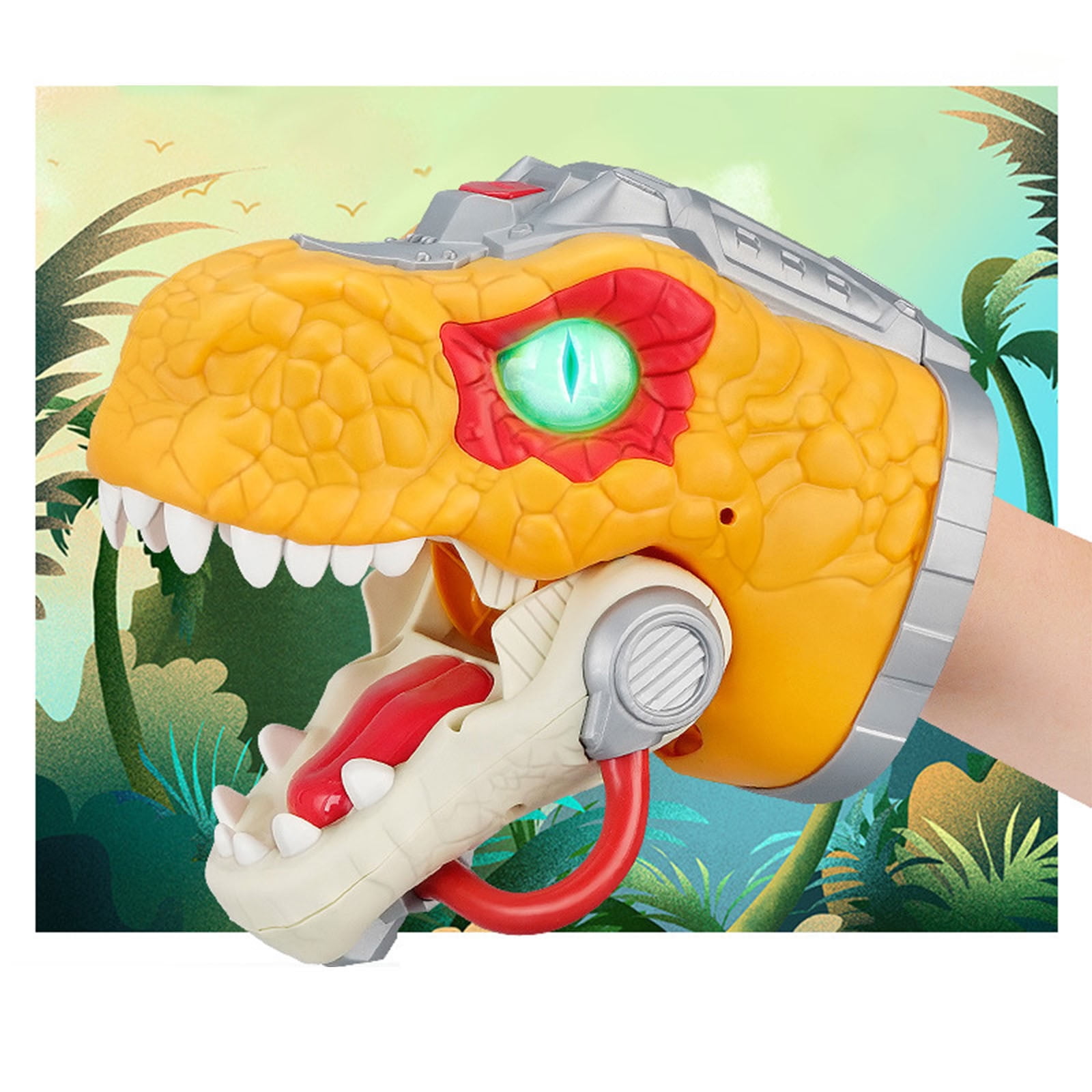 bxhwj Dinosaur Hand Puppet Toys with Roaring Sound and LED Glowing Eyes ...