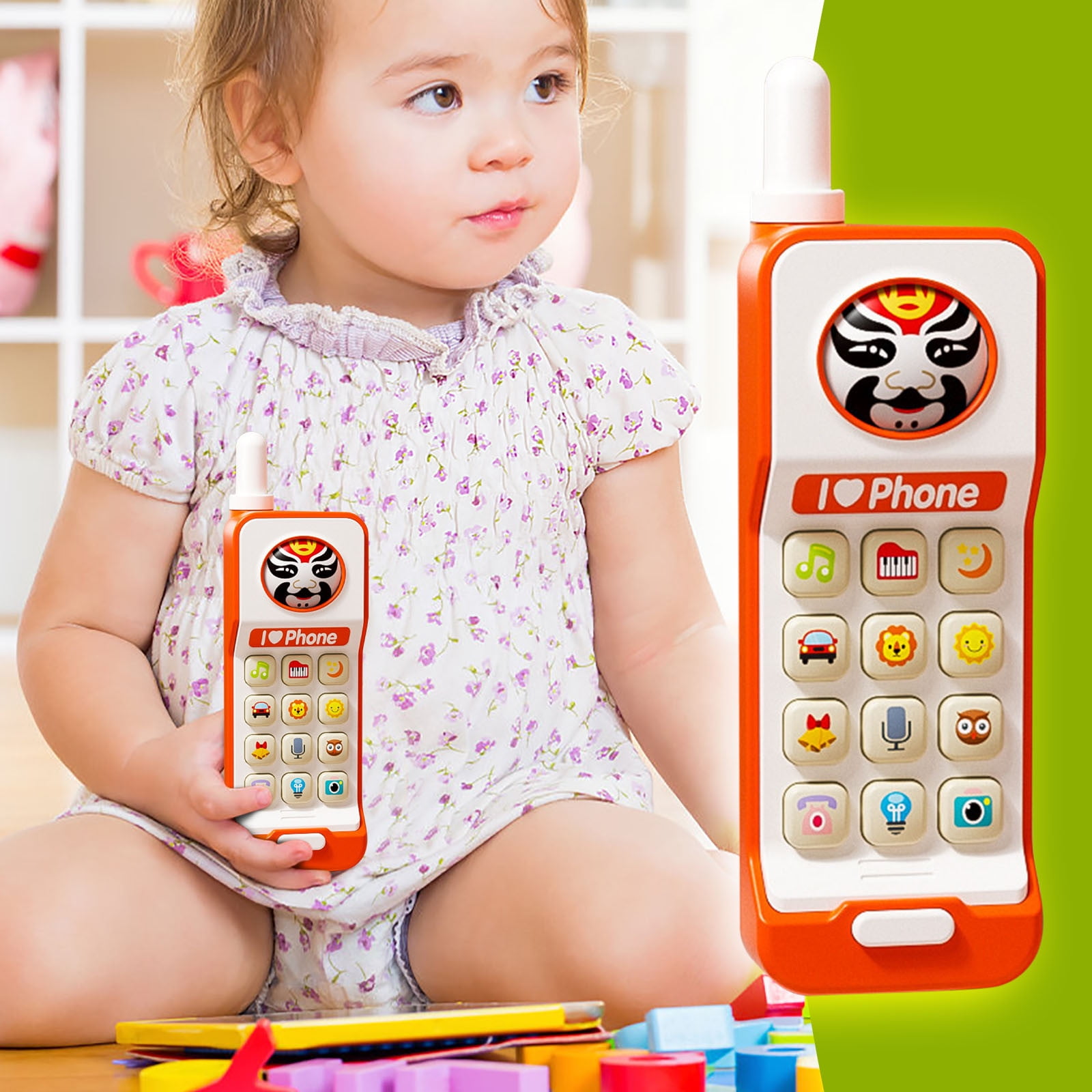 bxhwj Kids Pretend Play Phone, Musical Educational Toy with Flash Light ...