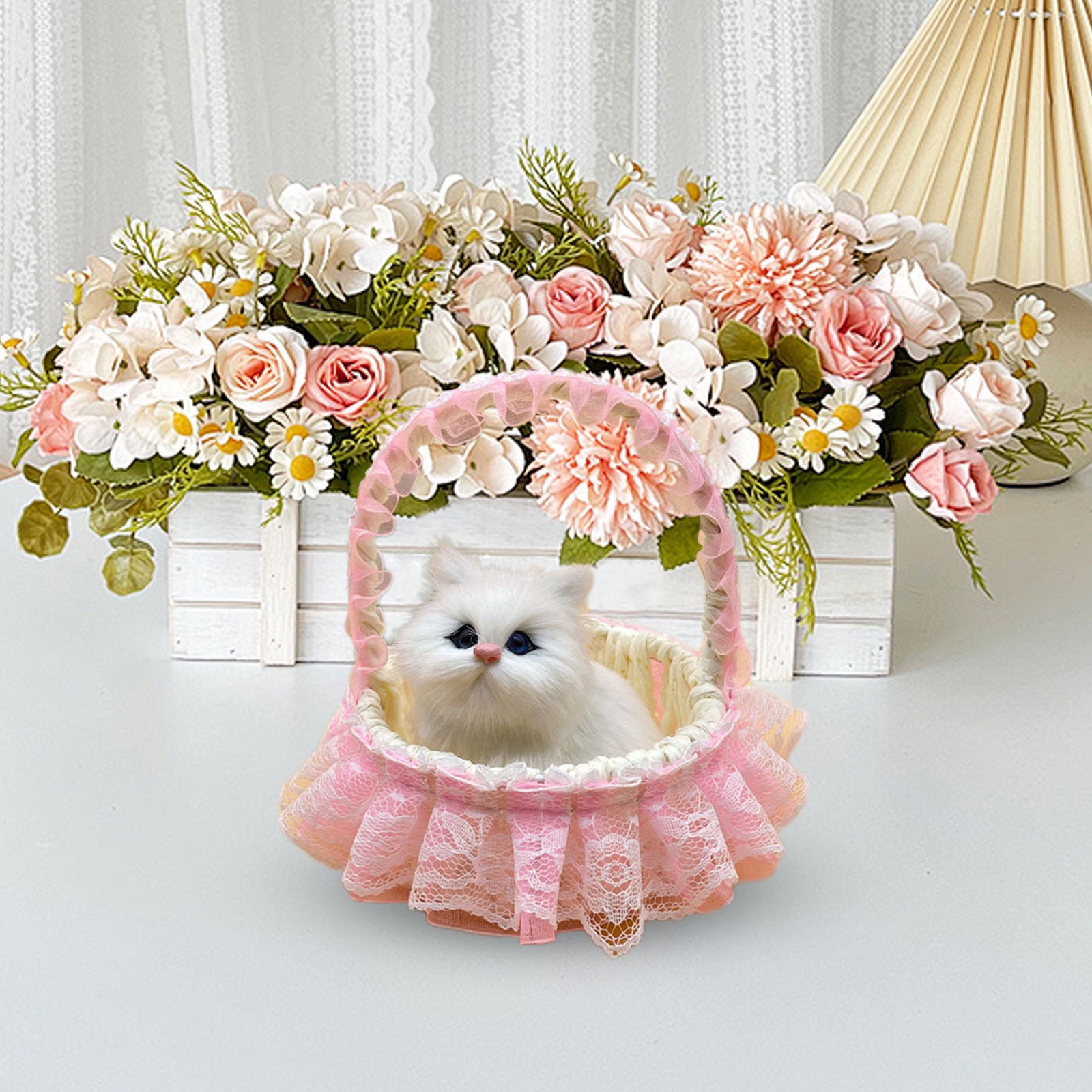 bxhwj Kitten Flower Basket Baskets for Woven Baskets Fluffy Stuffed ...