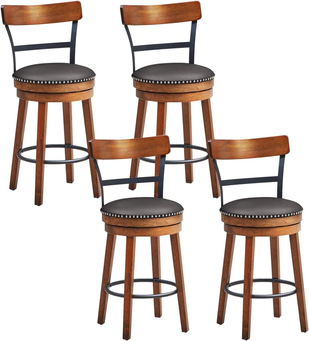 bxvgyewhu Bar Stools 360-Degree Swivel Stools with Leather Padded Seat ...