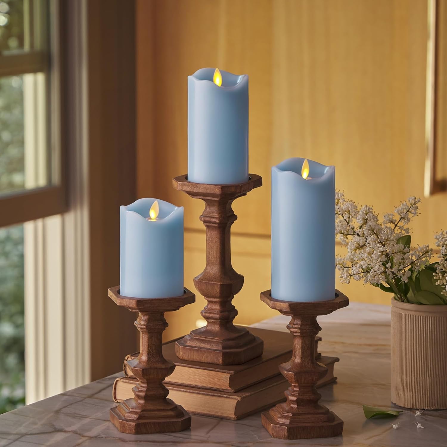 by Luminara Set of 3 (3" x 4.5",5.5",6.5") Flameless Flickering Moving ...