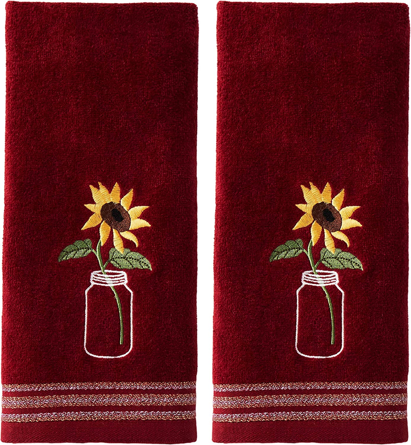 by Saturday Knight Ltd. Sunflower In Jar 2 Pc Hand Towel Set, Wine ...
