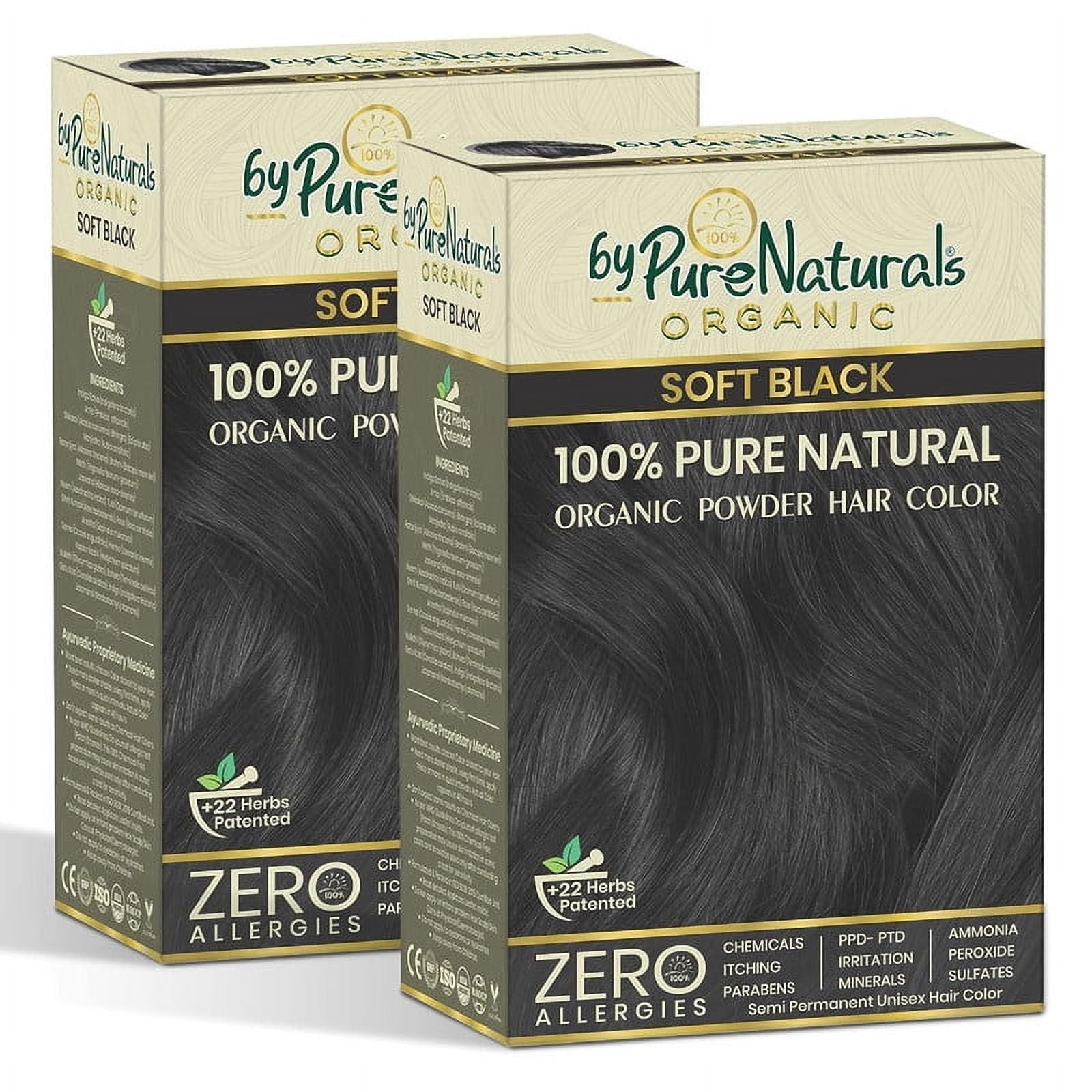 byPureNaturals 100% Organic Powder Soft Black Hair Color for Men ...