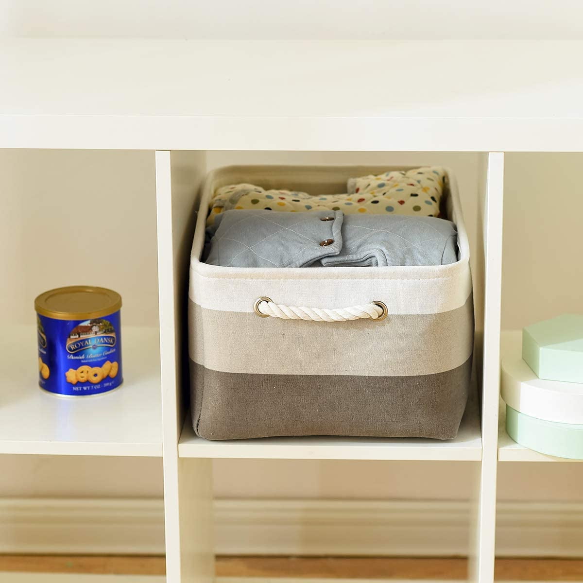 bydhkfxy Fabric Storage Bins 12x8x5 inch [6-Pack] with Rope Handles ...