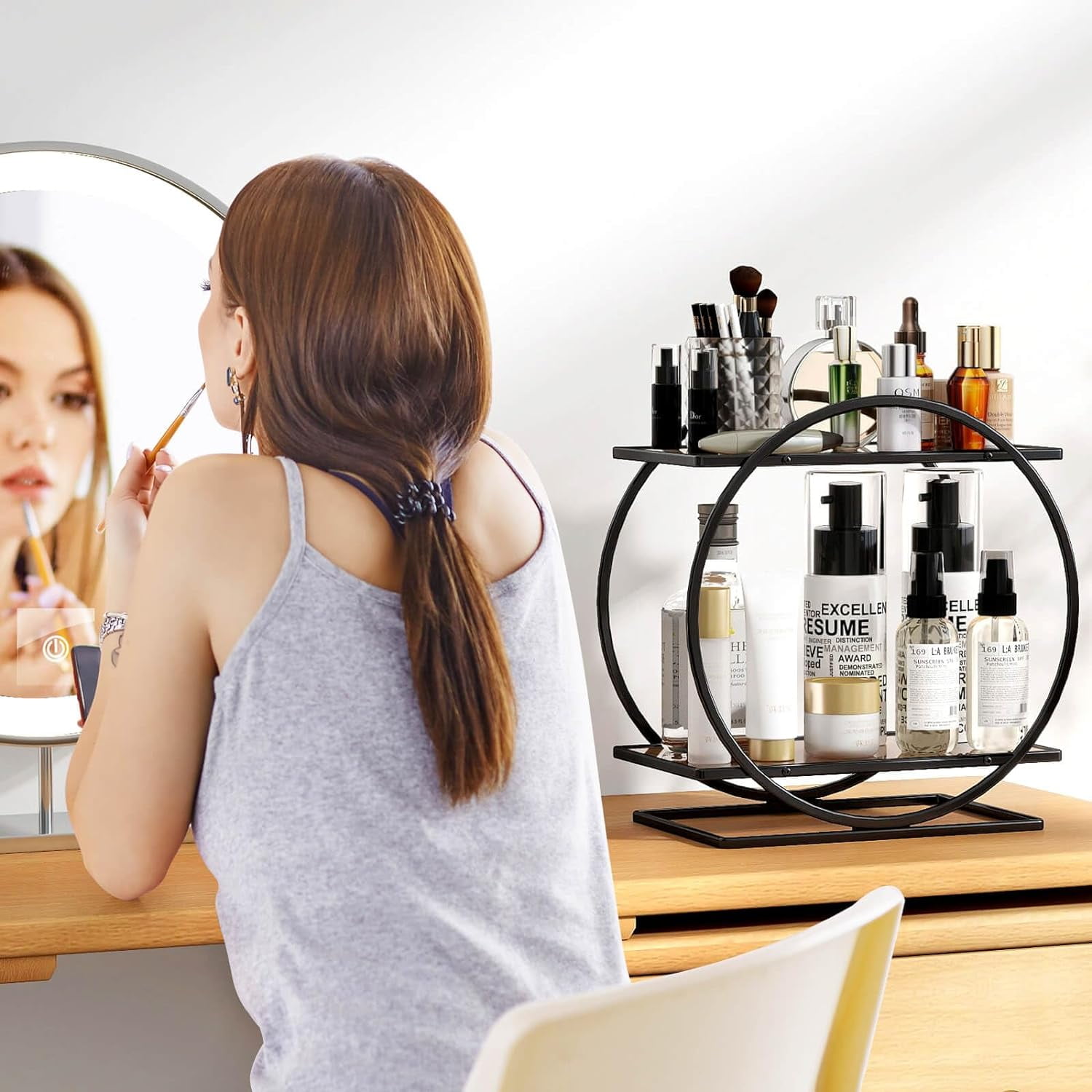 bydhkfxy Makeup Organizer for Vanity Black Gold Perfume Organizer for ...