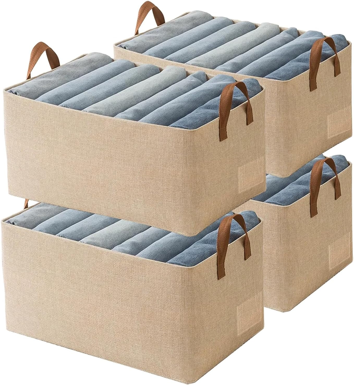 byfn 4 Pcs Closet Clothes Organizer with Handle Closet Shelf Fabric ...