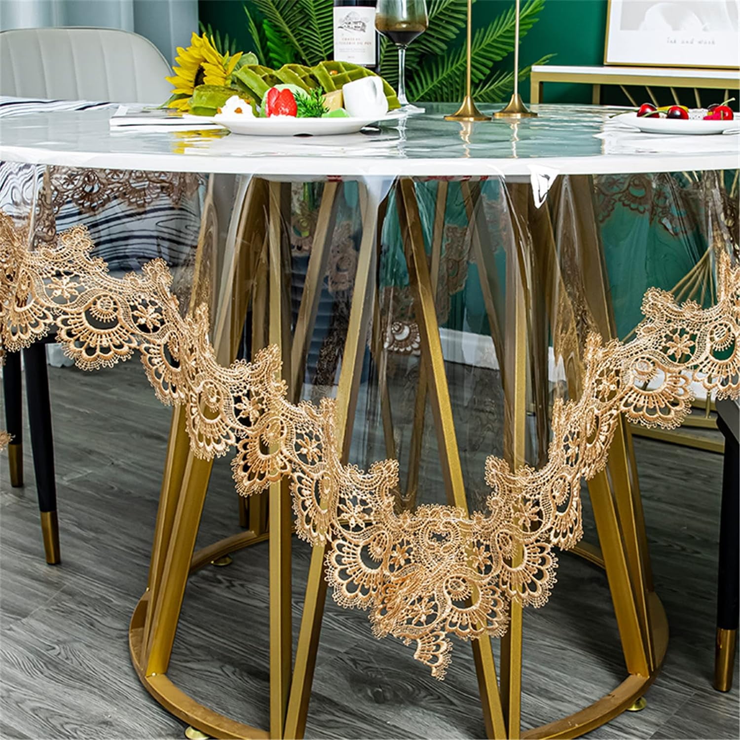 bzoaytm Plastic Clear Rectangle Tablecloth Vinyl PVC Waterproof ...