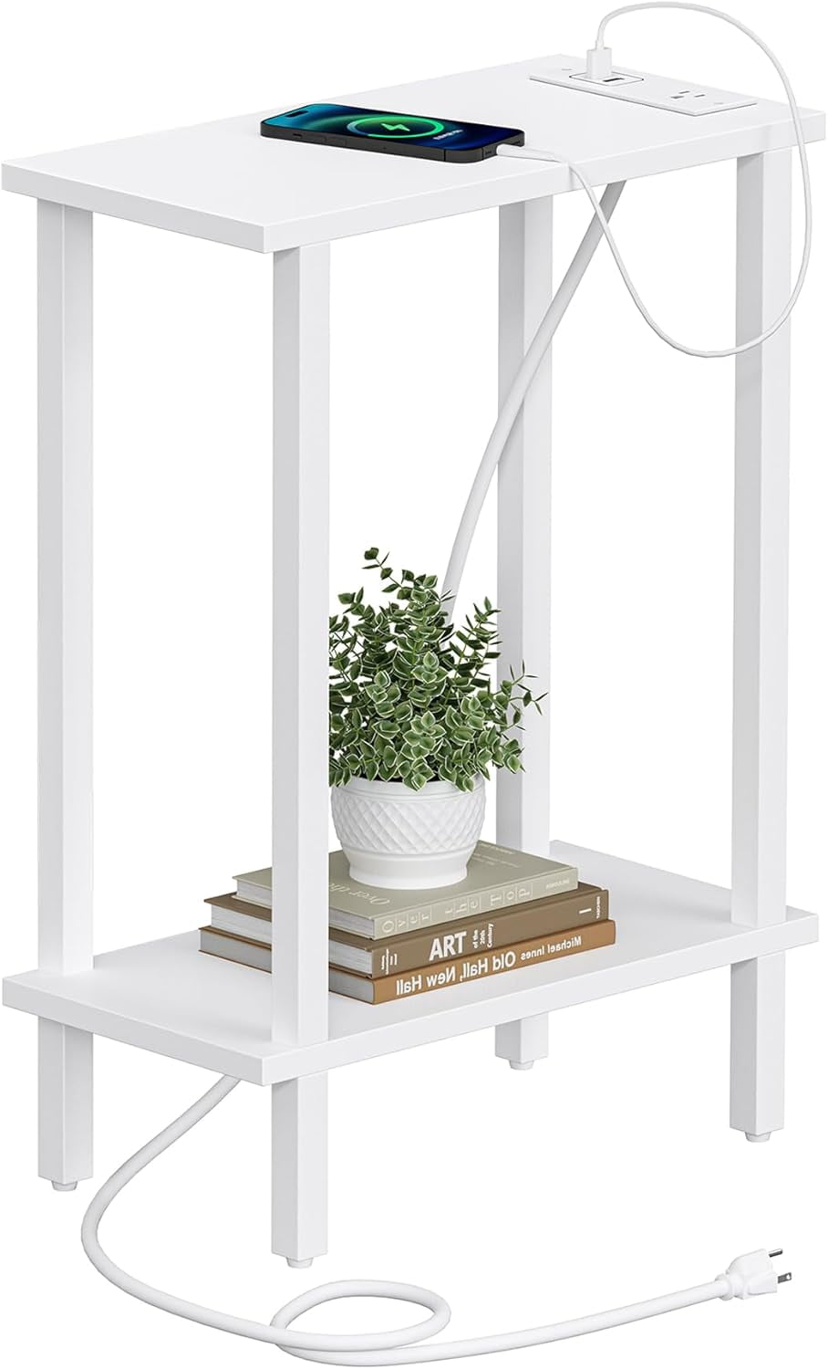 bzoaytm Small End Table with Charging Station Narrow Side Table with ...