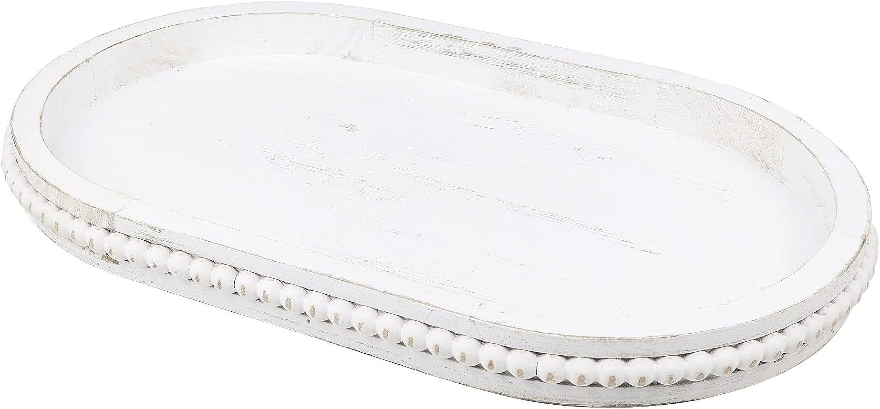 bzoaytm Wood Decorative Serving Tray with Bead Round Vintage Wooden ...