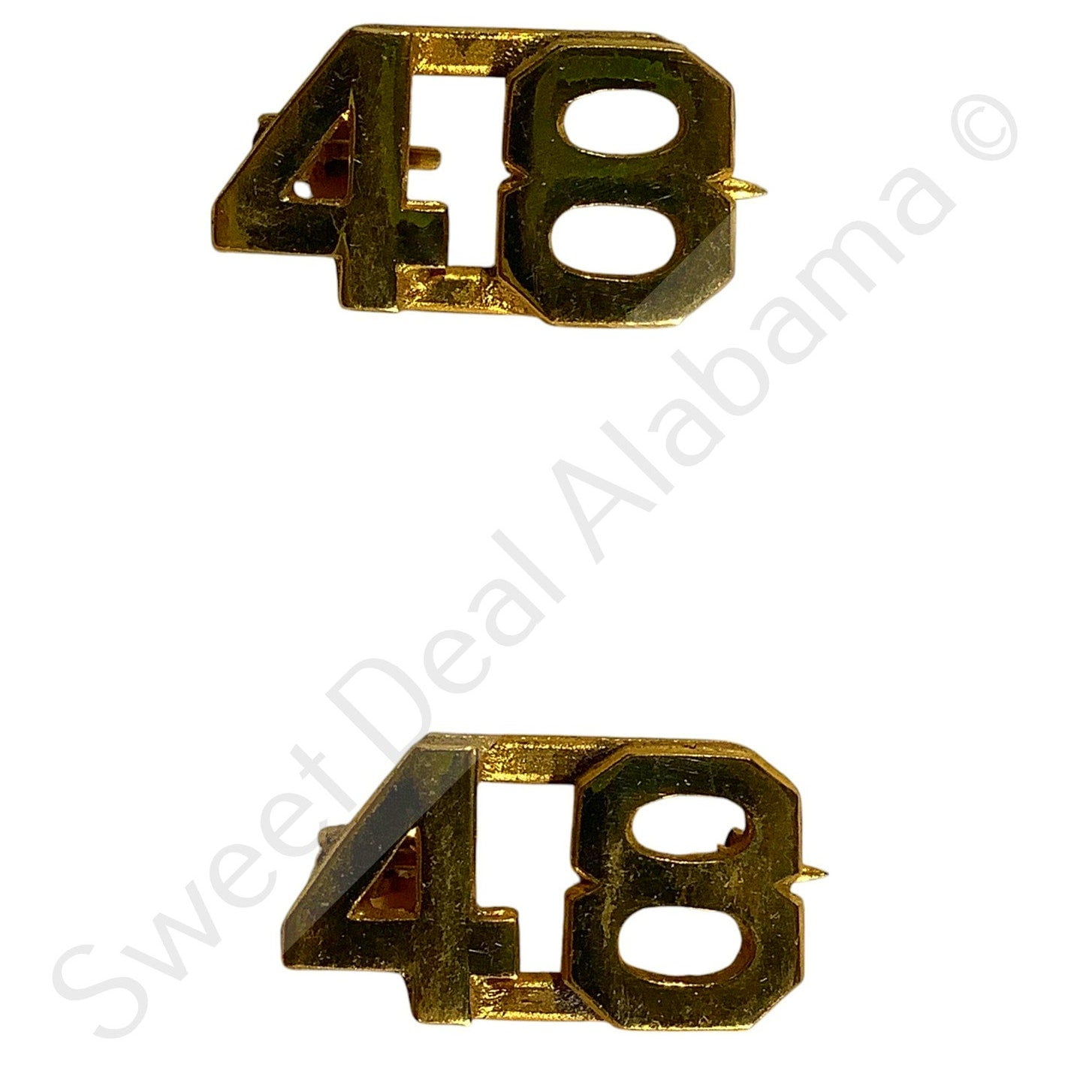 c.1940s Numeric "48", Brass Military C-Clasp Hat / Collar Pins Set 3/8 ...
