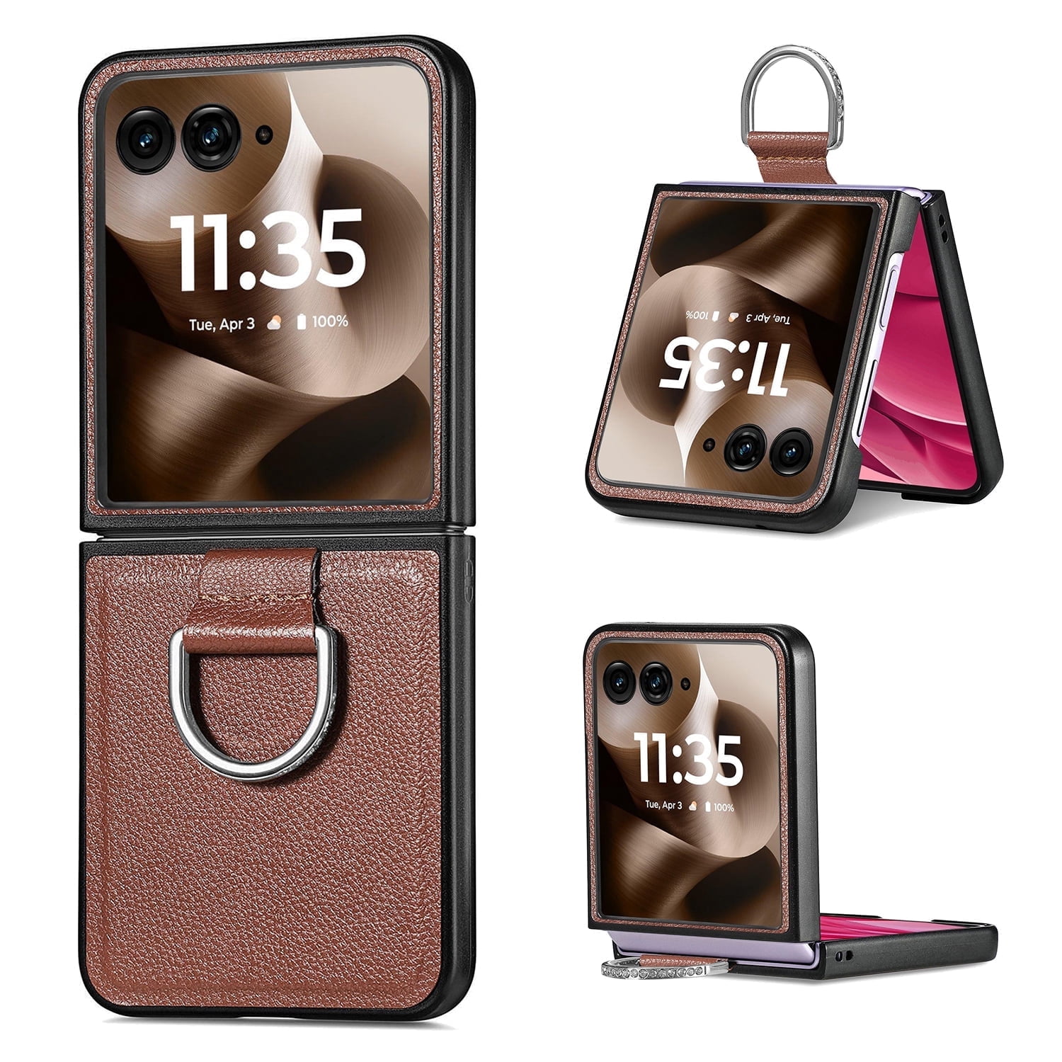c Case for Motorola Razr+ 2024 Case with Ring, Hard PC + Luxury PU ...