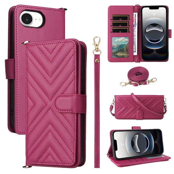 c Wallet Case for iPhone 16e with Card Holder/Wrist Strap/Crossbody ...