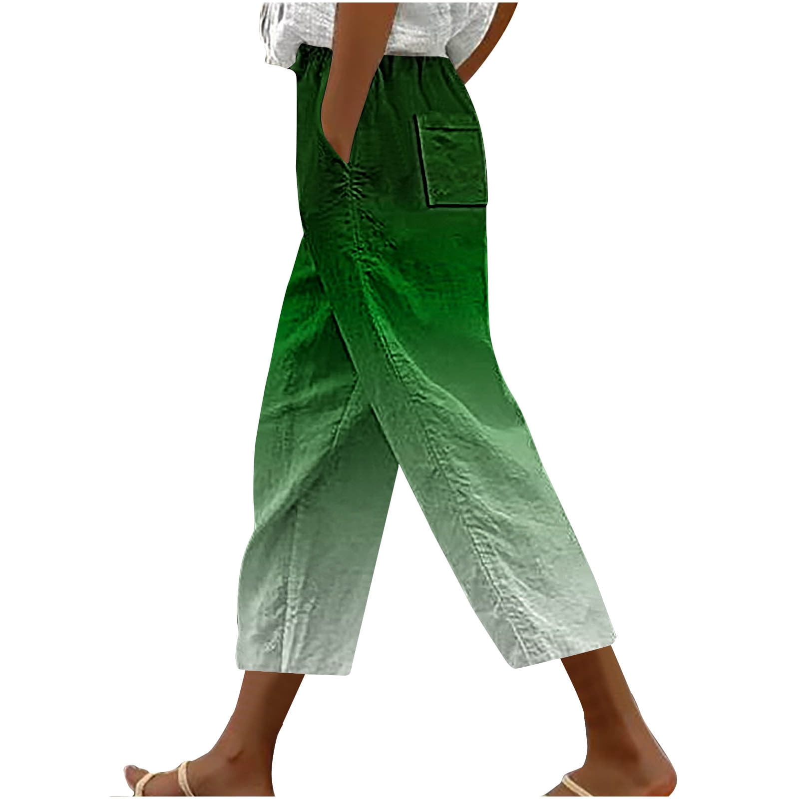 cFmduc Cotton Linen Pants for Women Fall Elastic Waist Straight Leg ...