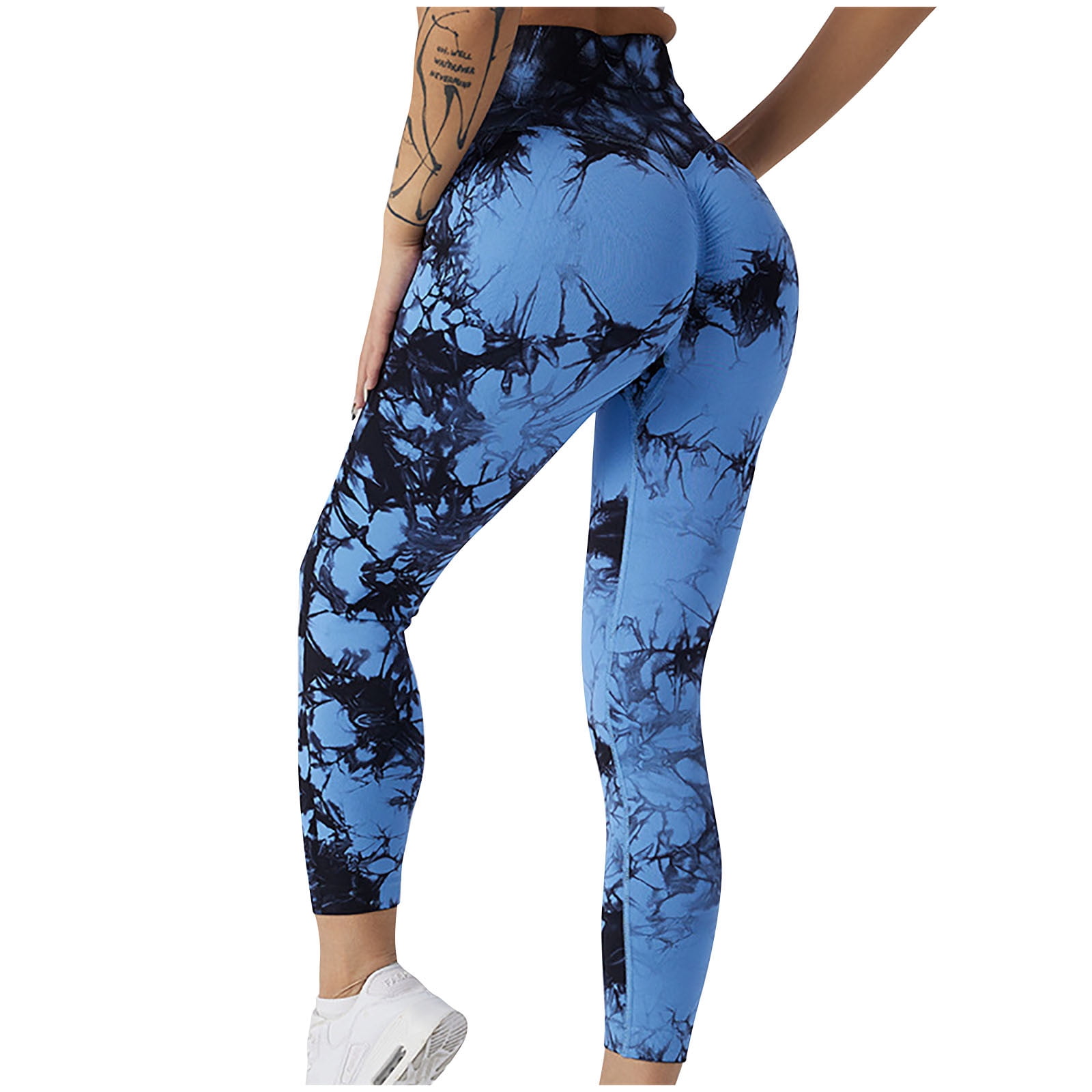 cFmduc Tie Dye Seamless Leggings for Women High Waist Yoga Pants Scrunch Butt Lifting Elastic ...