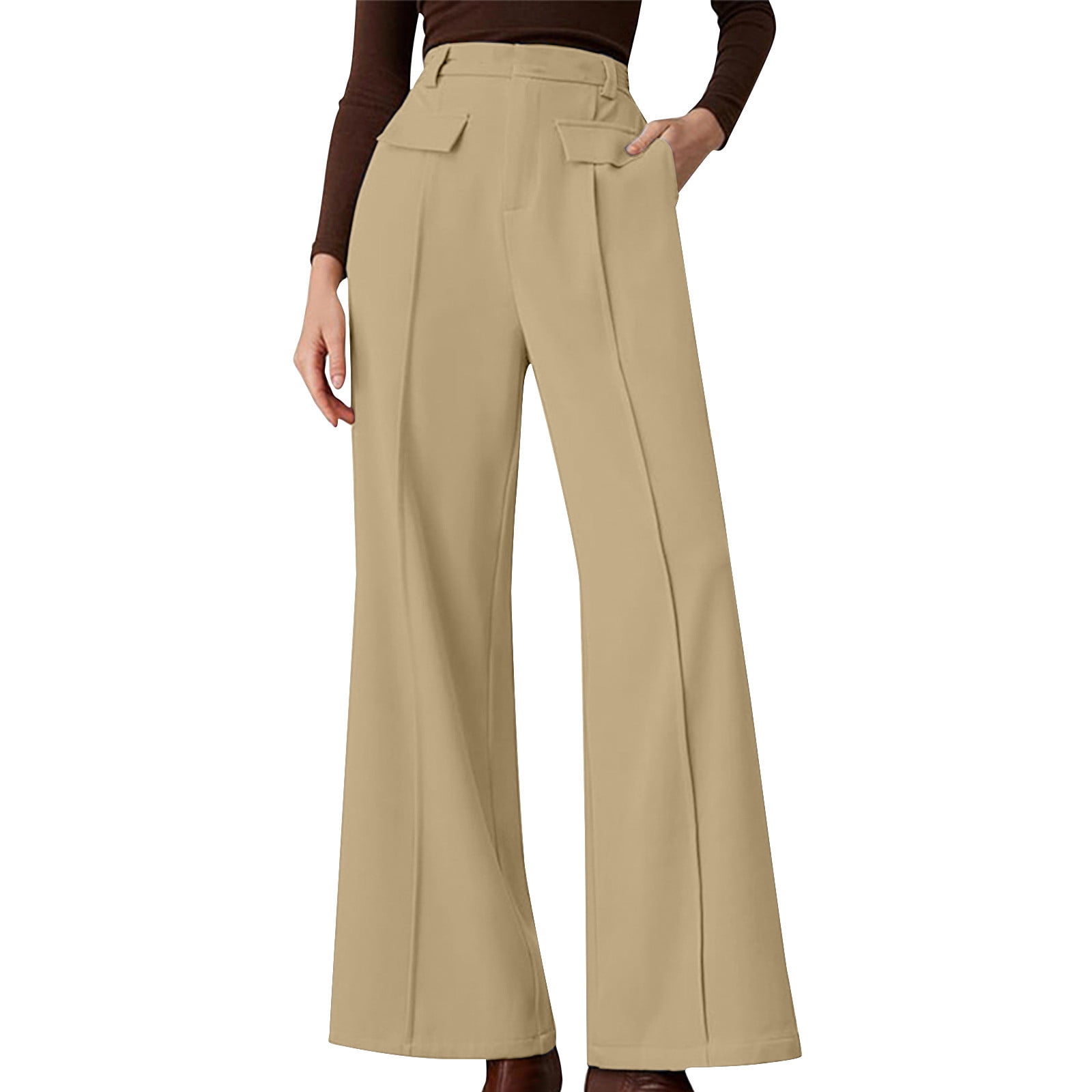 cFmduc Women's Work Dress Pants High Waist Wide Leg Flare Pants ...