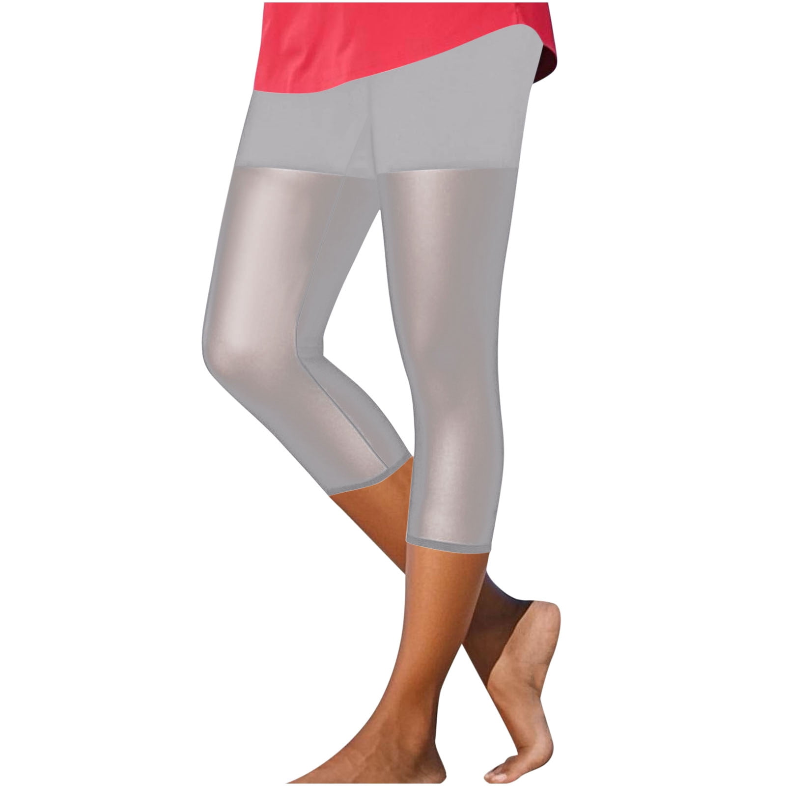 cFmduc Womens Sheer Mesh Capri Leggings High Waisted Capris Pants Tight ...