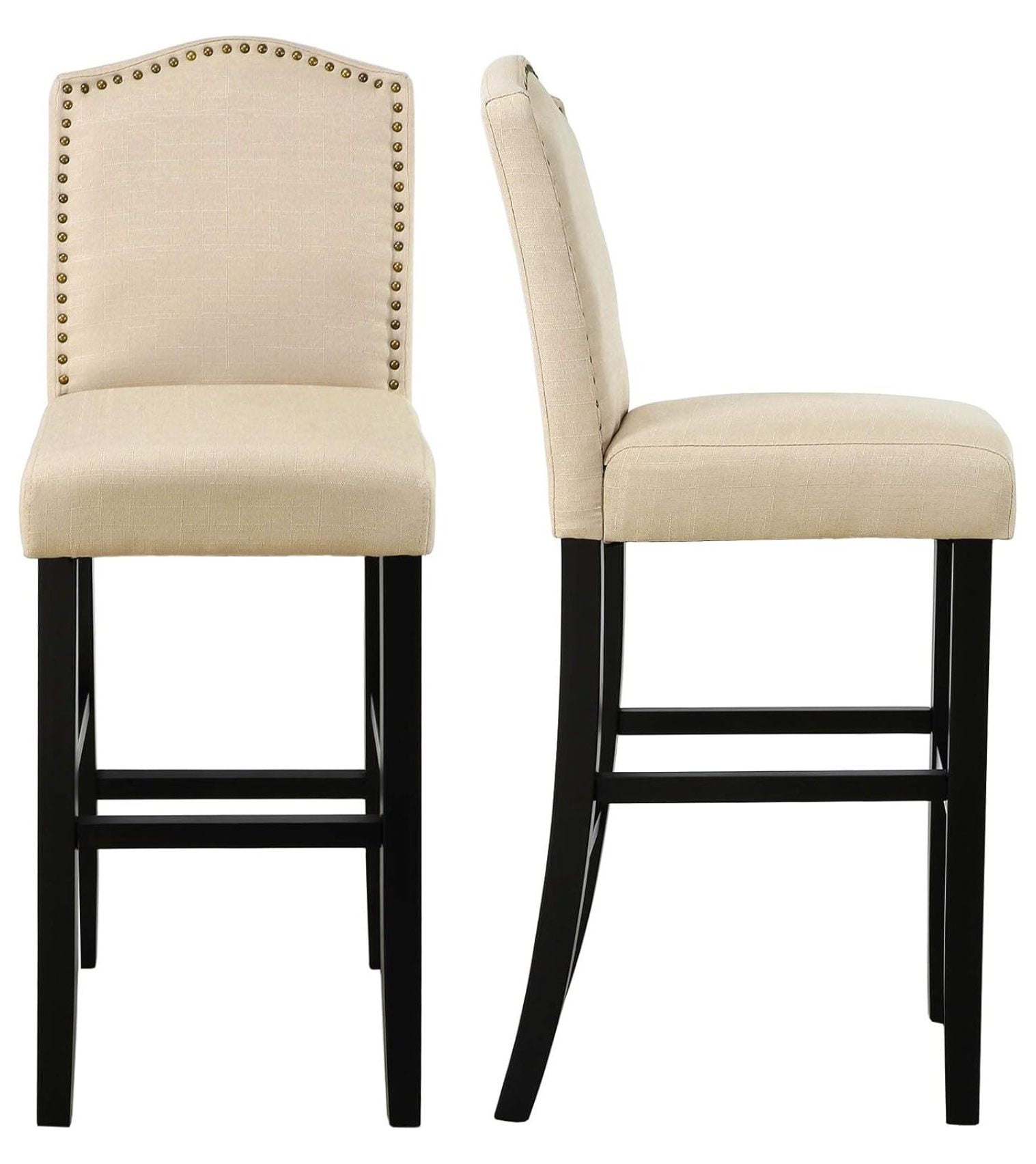 cMinc Bar Stools Set of 2, 29 Inch Upholstered Fabric Barstool with ...