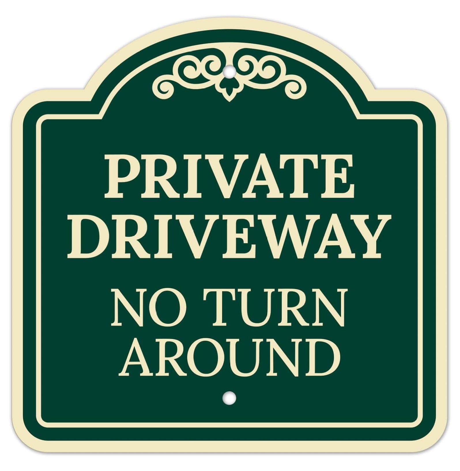 cMinc - Private Driveway No Turn Around Decor Sign, Green Dark, 12x12 ...