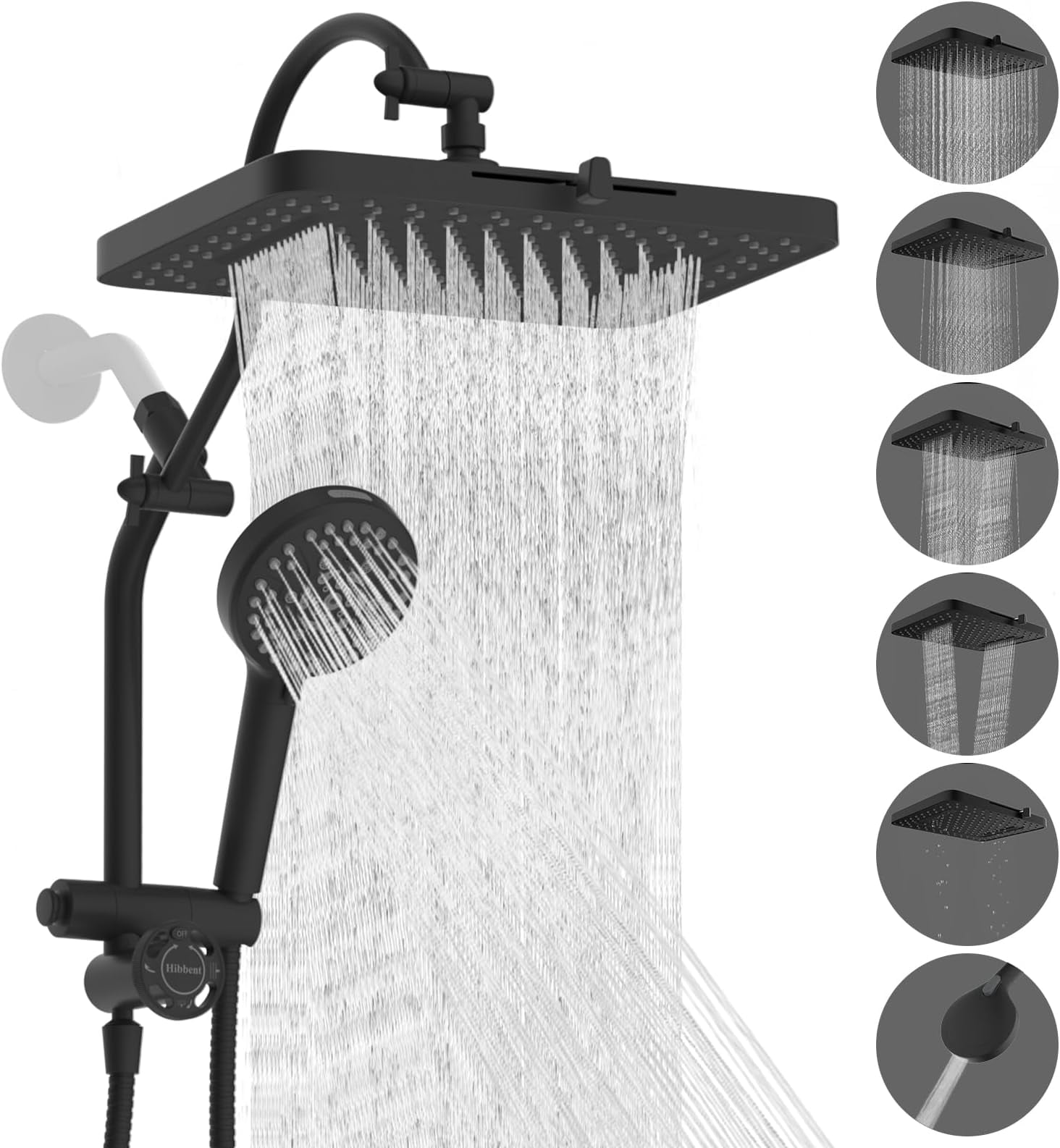 cUPC 13'' Shower Combo, High 5 Rainfall Showerhead, 10 Mode Handheld ...