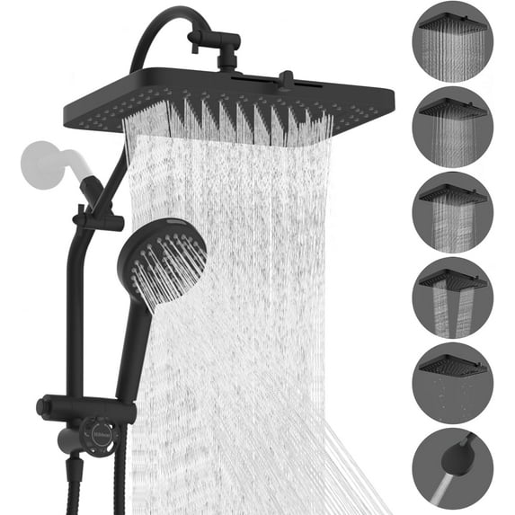 cUPC 13'' Shower Combo, High 5 Rainfall Showerhead, 10 Mode Handheld ...