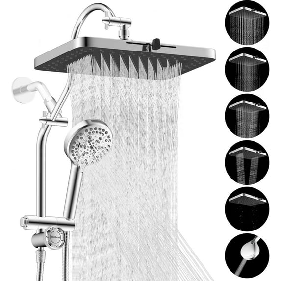 cUPC 13'' Shower Combo, High 5 Rainfall Showerhead, 10 Mode Handheld ...