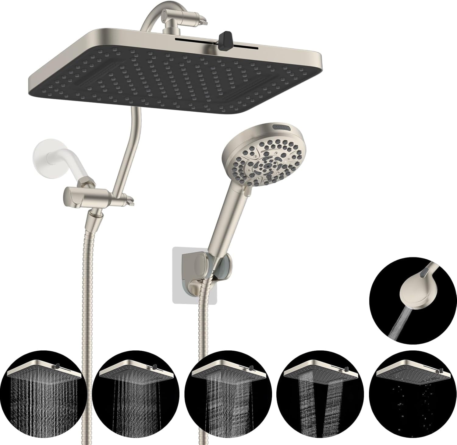 cUPC High 13'' Dual Shower Combo with 10-mode Handheld , Rainfall 5 ...