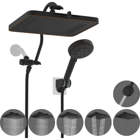 cUPC High 13'' Dual Shower Combo with 10-mode Handheld , Rainfall 5 ...
