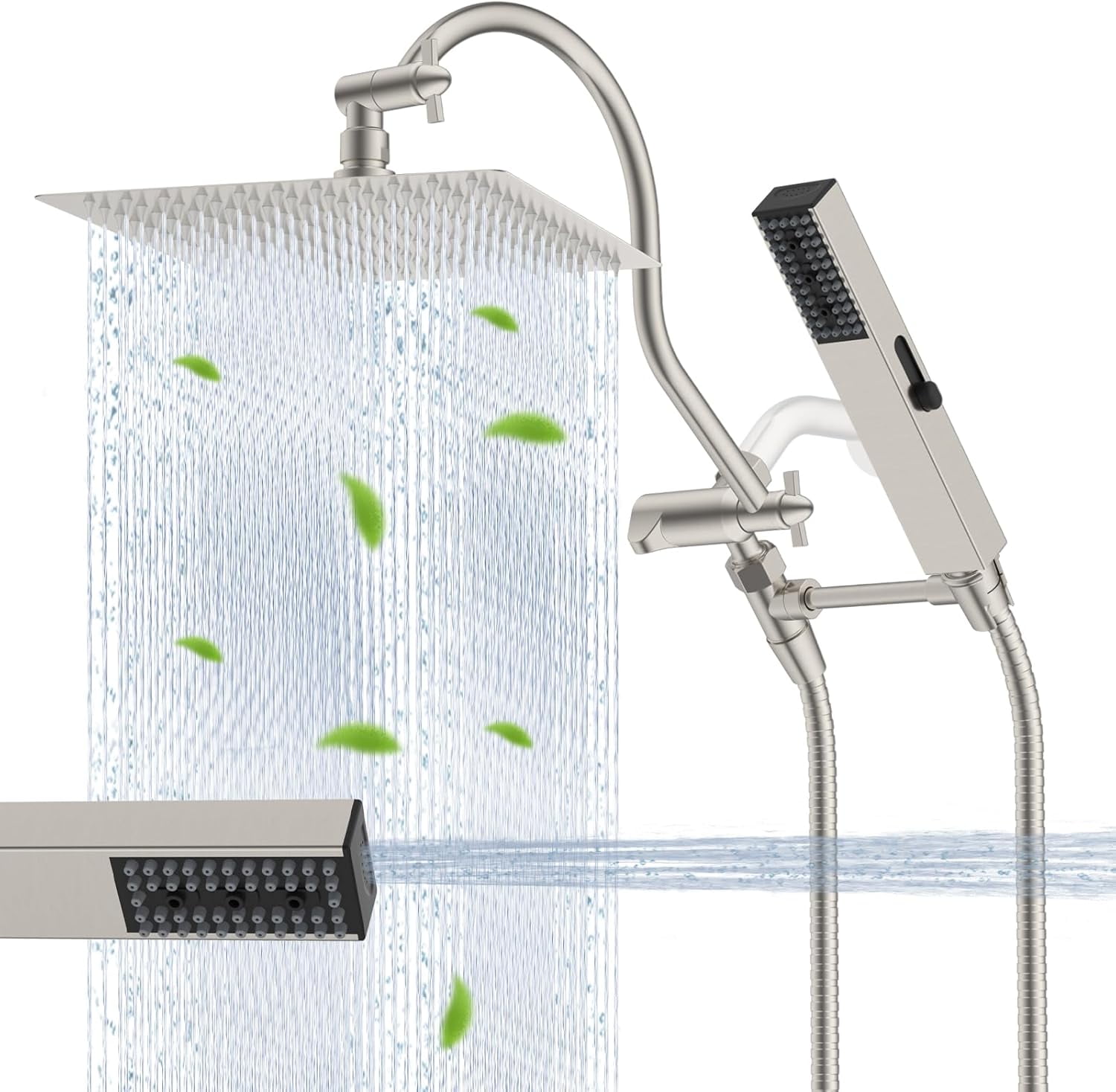 cUPC Shower , 12'' High Rainfall Showerhead Combo, Handheld Shower Wand ...