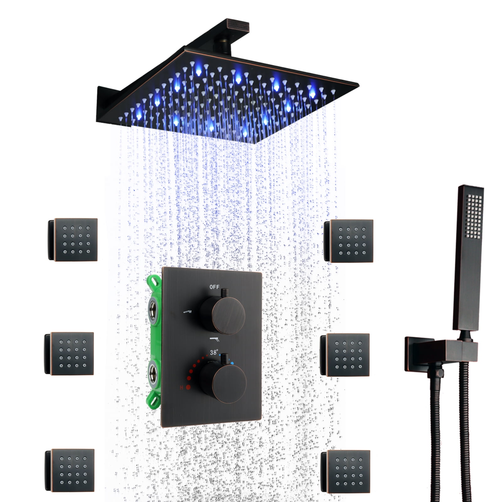 cUPC Smart Shower Set System 10 Inch LED Rain Shower Head With Body ...