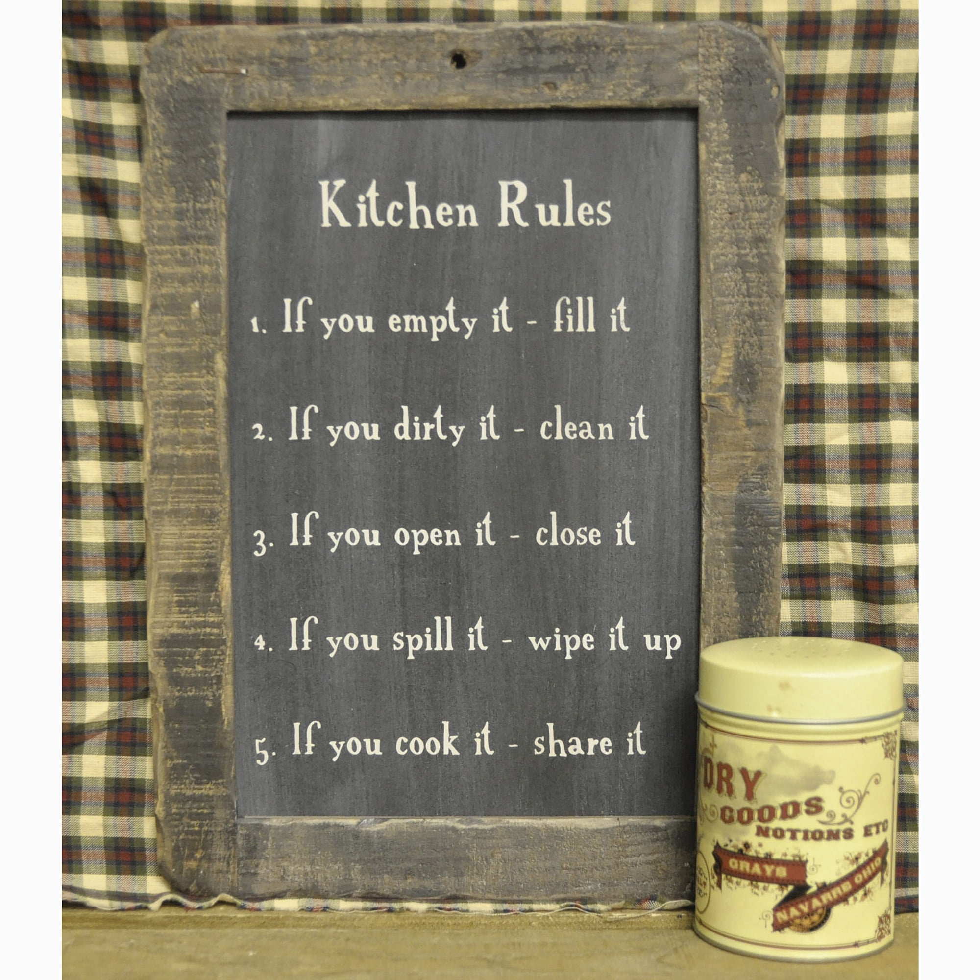 cWI gifts 8.5x12.5 Kitchen Rules Blackboard on Distressed Slate with ...
