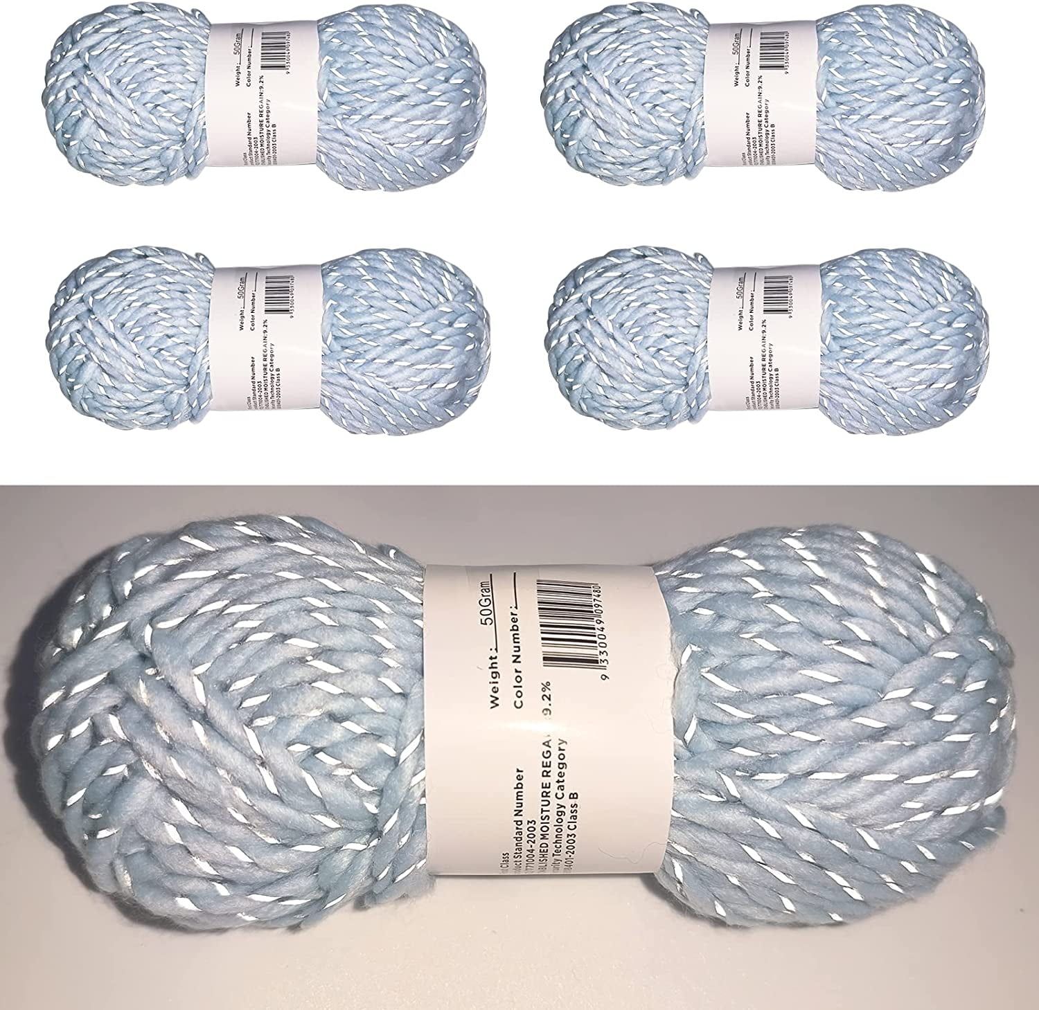 caichuxiye 4pcs Reflective Yarn,Sparkle Yarn,Silver Yarn,for Crafts ...