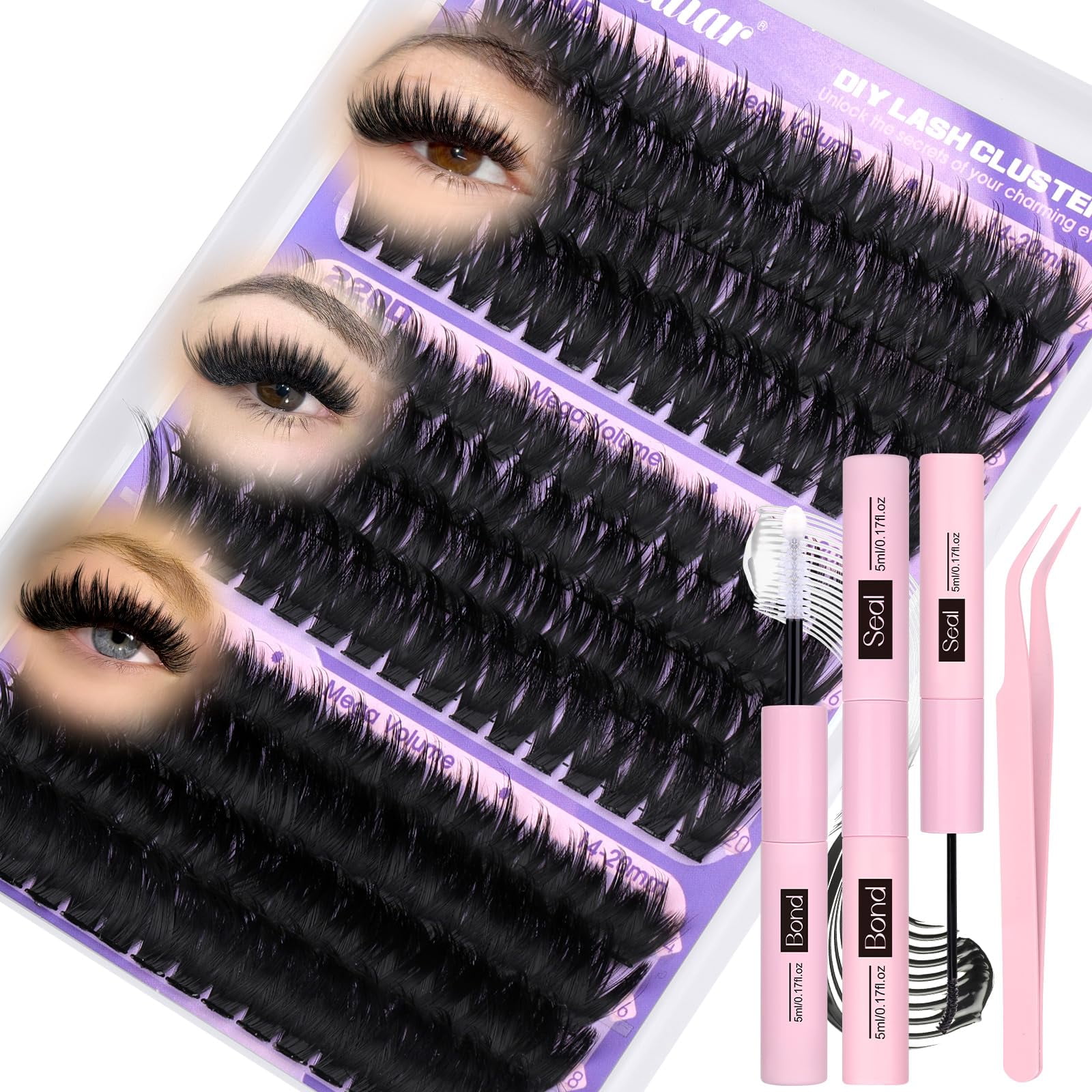 calphdiar 180D 220D 260D IFF17 Lash Clusters Kit Long Eyelash Extension ...