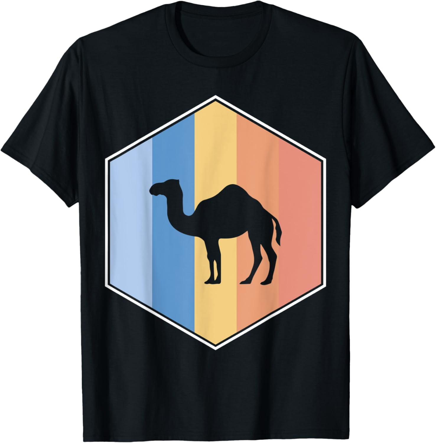 camel with Retro Colors in a Hexagon T-Shirt men and women can wear ...