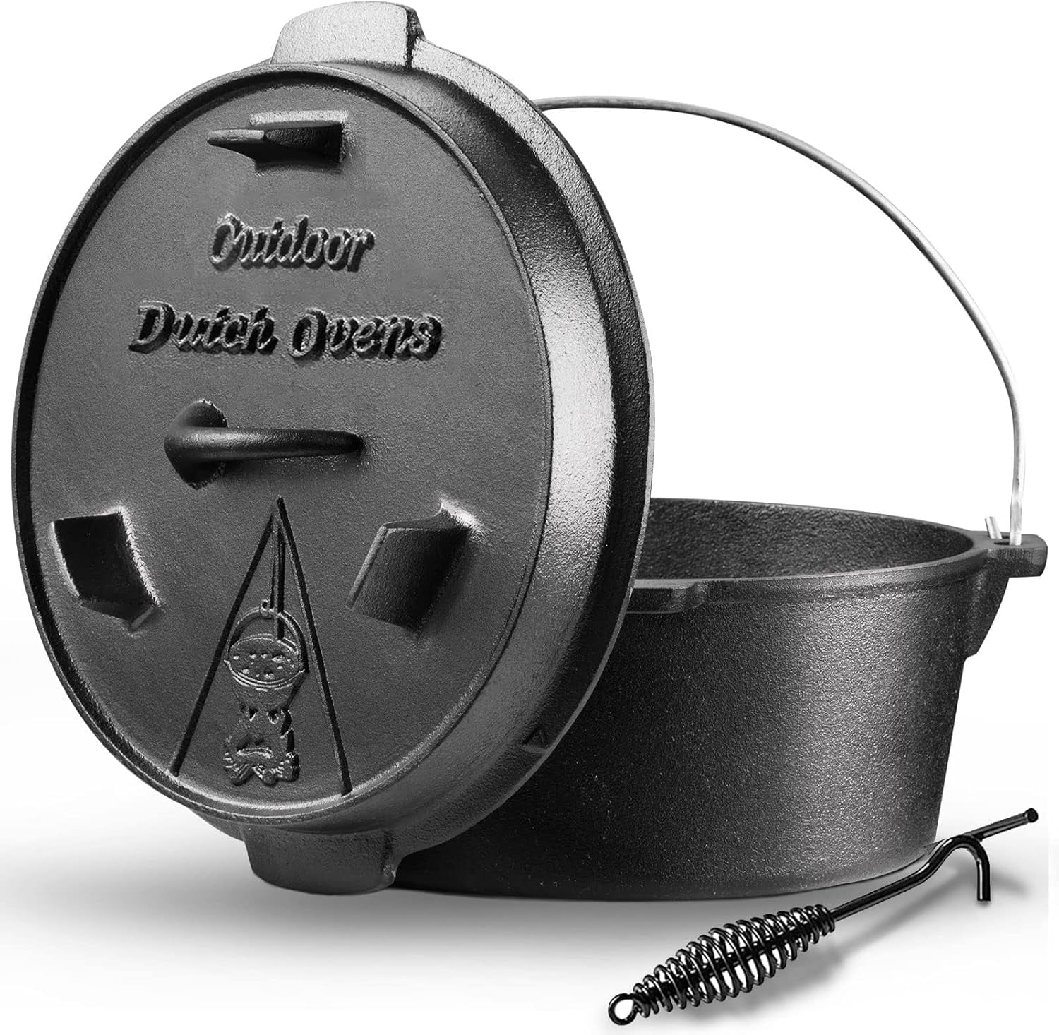 Camping Dutch Oven, 9 Qt Pre-Seasoned Camping Cookware Pot with Lid ...