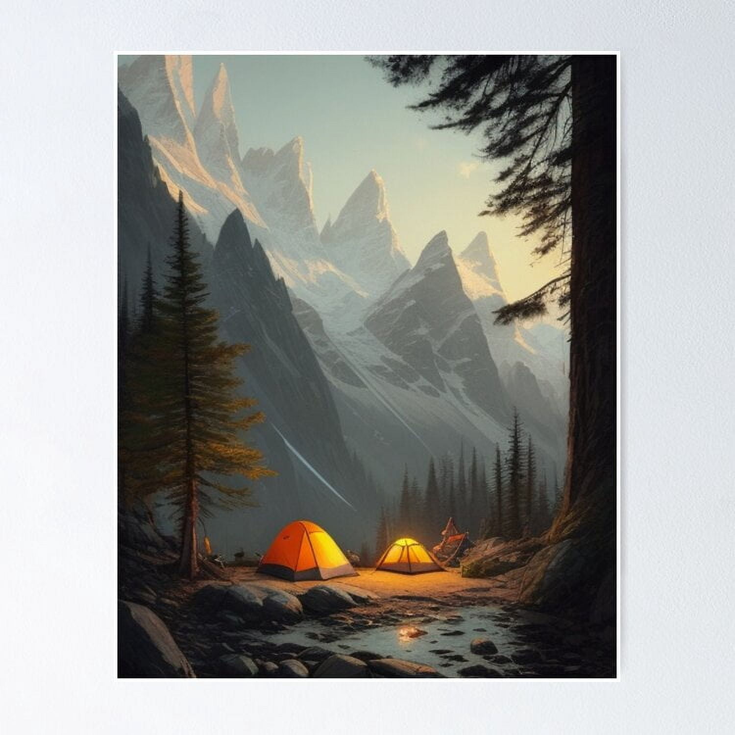 campsite in the mountains Poster, 8x12 UNFRAMED - Walmart.com